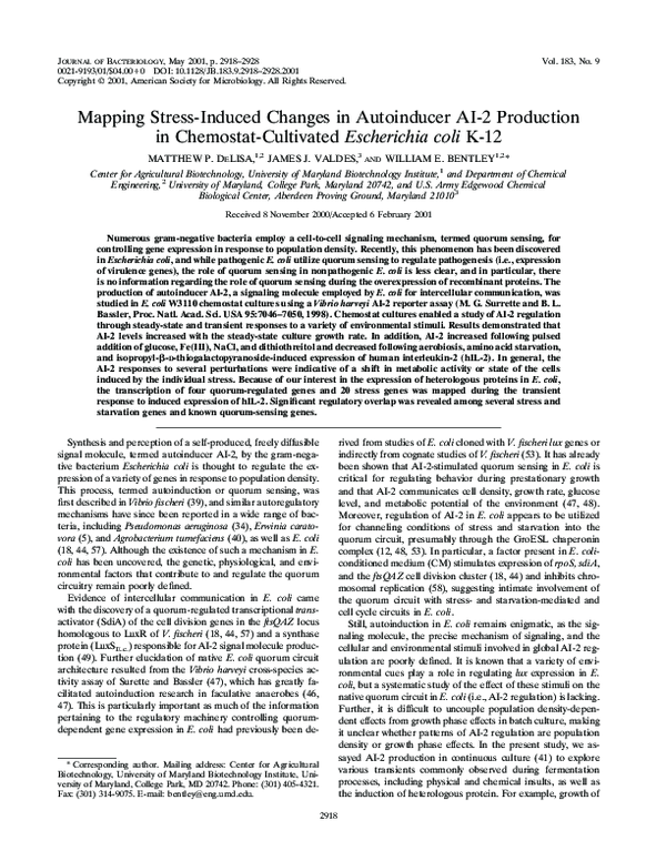 (PDF) Mapping Stress-Induced Changes in Autoinducer AI-2 Production in ...