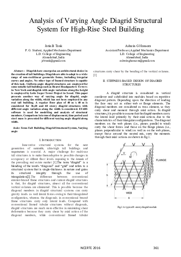 (PDF) Analysis of Varying Angle Diagrid Structural System for High-Rise Steel Building