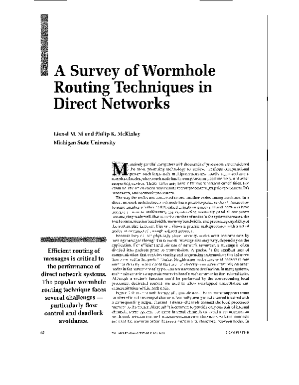 (PDF) A survey of wormhole routing techniques in direct networks