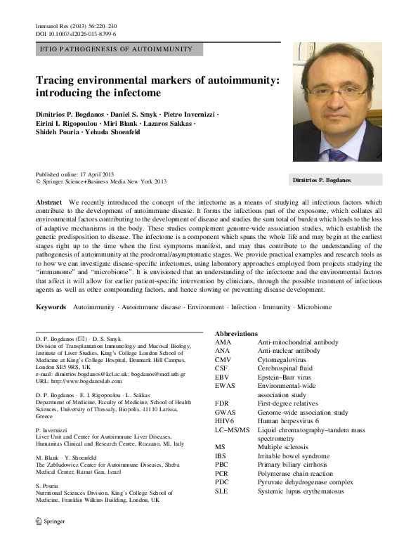 (PDF) Tracing environmental markers of autoimmunity: introducing the ...