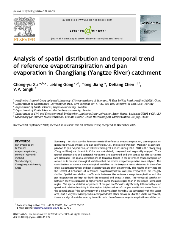 (PDF) Analysis of spatial distribution and temporal trend of reference evapotranspiration and ...