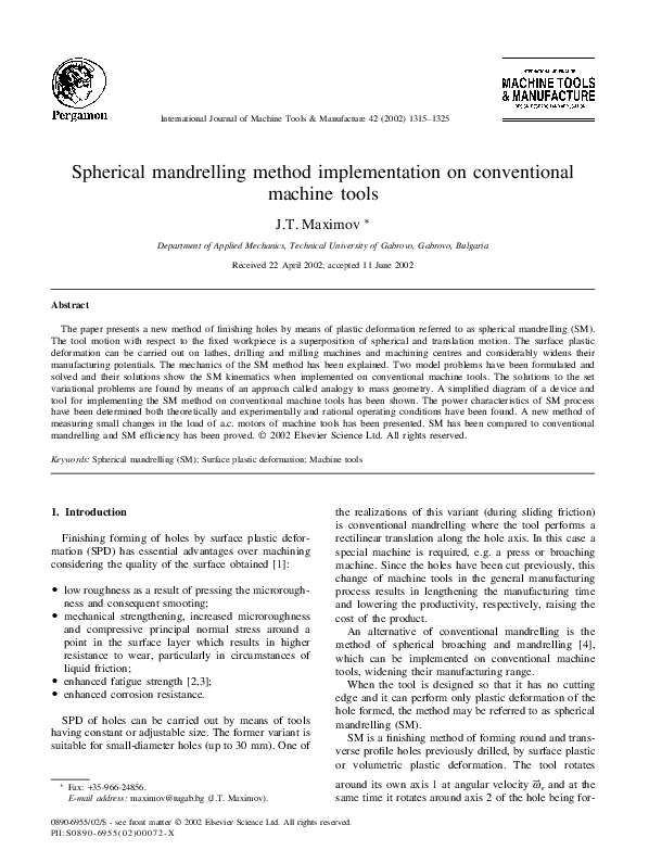 (PDF) Spherical mandrelling method implementation on conventional ...