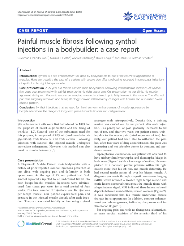 (PDF) Painful muscle fibrosis following synthol injections in a ...