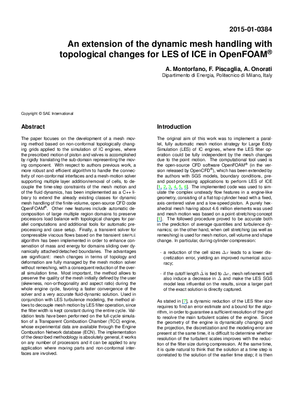 (PDF) An Extension of the Dynamic Mesh Handling with Topological Changes for LES of ICE in ...