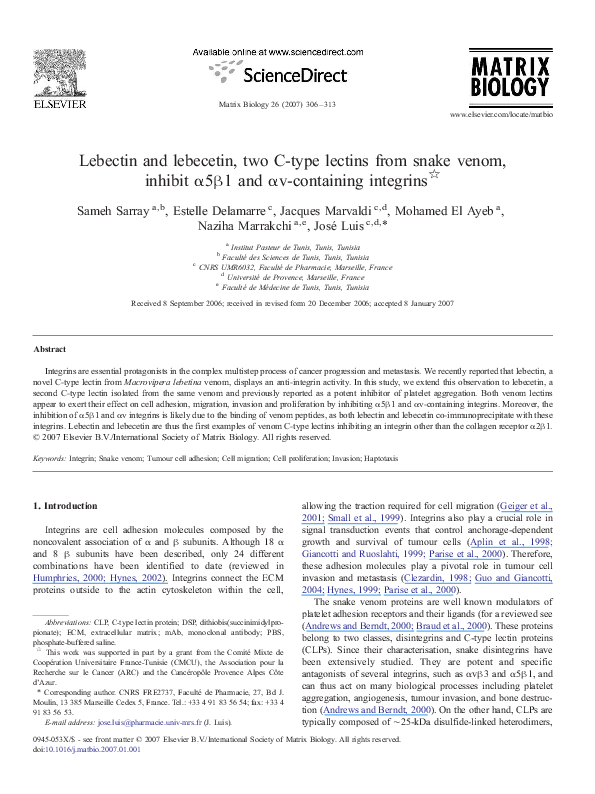 (PDF) Lebectin and lebecetin, two C-type lectins from snake venom ...