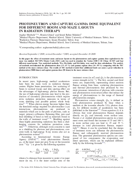 (PDF) Photoneutron and capture gamma dose equivalent for different room ...