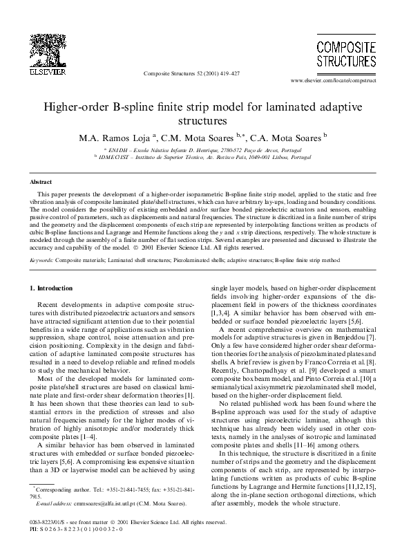 Pdf Higher Order B Spline Finite Strip Model For Laminated Adaptive Structures