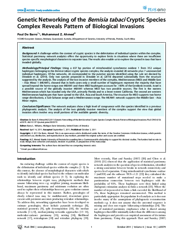 (PDF) De Barro and Ahmed (2011) Plos One