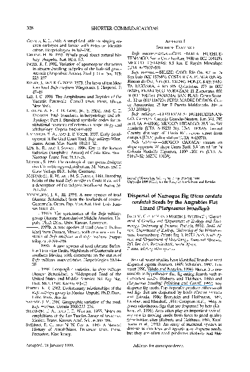 (PDF) Dispersal of Namaqua Fig (Ficus cordata cordata) Seeds by the ...