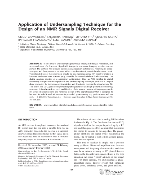 (PDF) Application of undersampling technique for the design of an NMR signals digital receiver