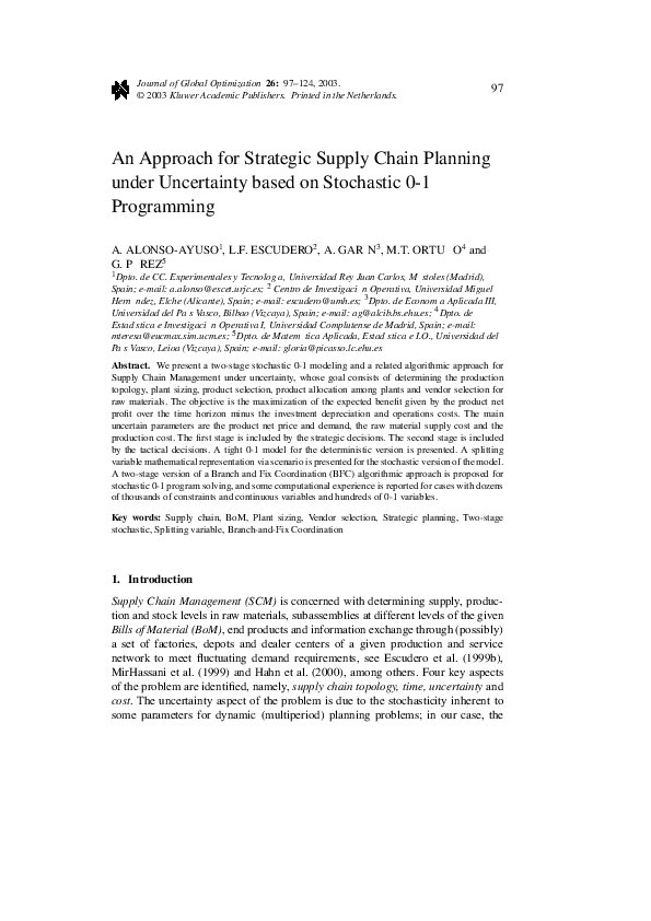 (PDF) An approach for strategic supply chain planning under uncertainty based on stochastic 0-1 ...