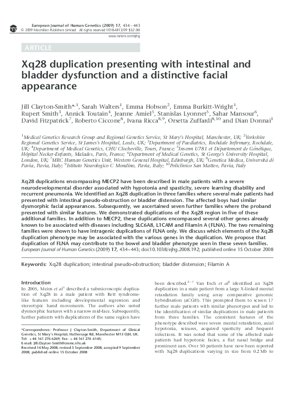 (PDF) Xq28 duplication presenting with intestinal and bladder ...