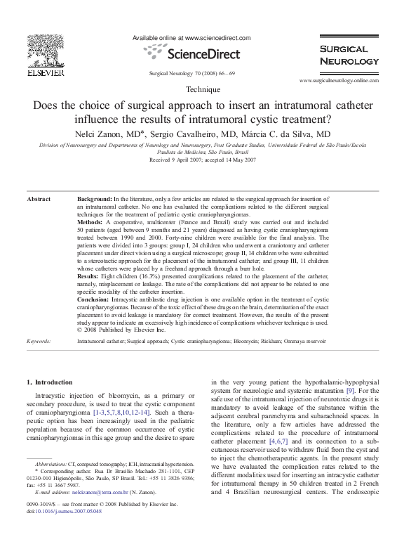 (PDF) Does the choice of surgical approach to insert an intratumoral ...
