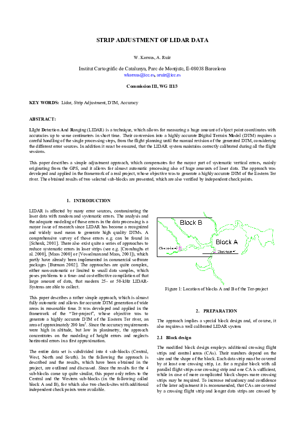 (PDF) Strip Adjustment of LIDAR data