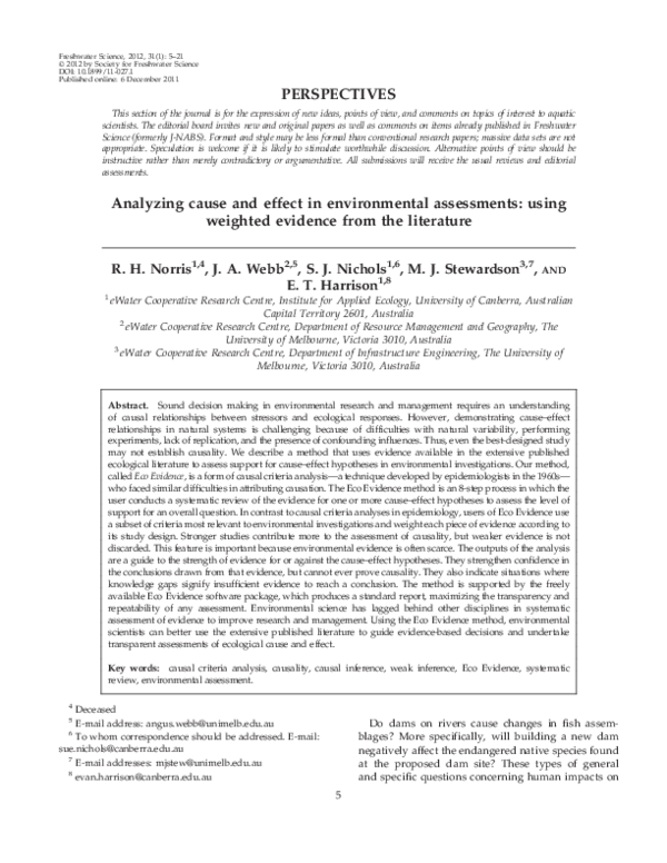 (PDF) Analyzing cause and effect in environmental assessments: Using ...