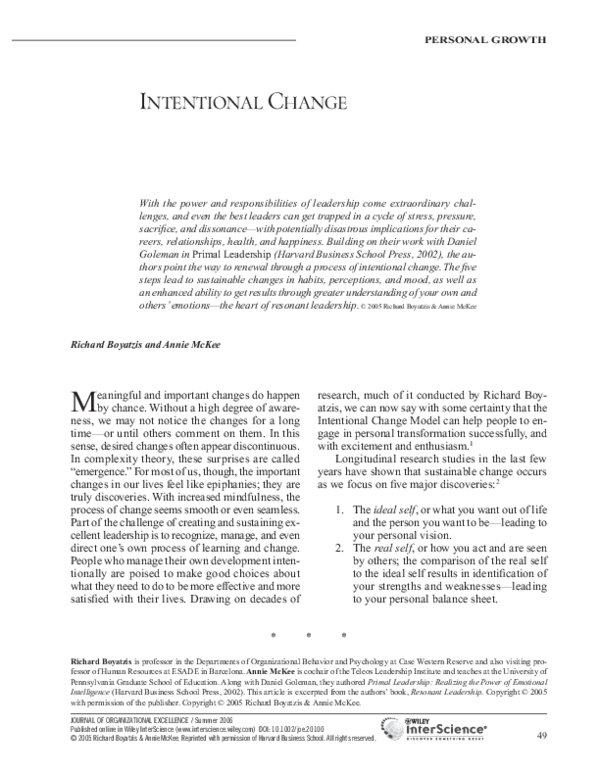 (PDF) Intentional change