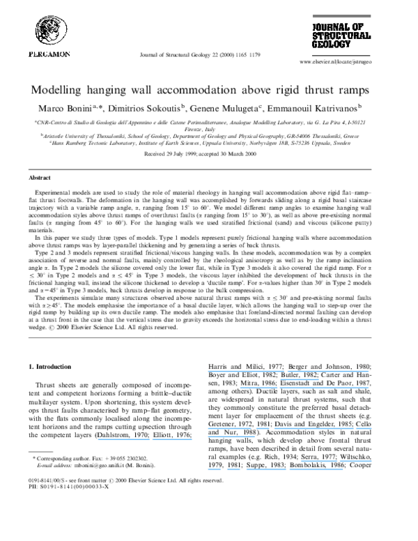 (PDF) Modelling hanging wall accommodation above rigid thrust ramps
