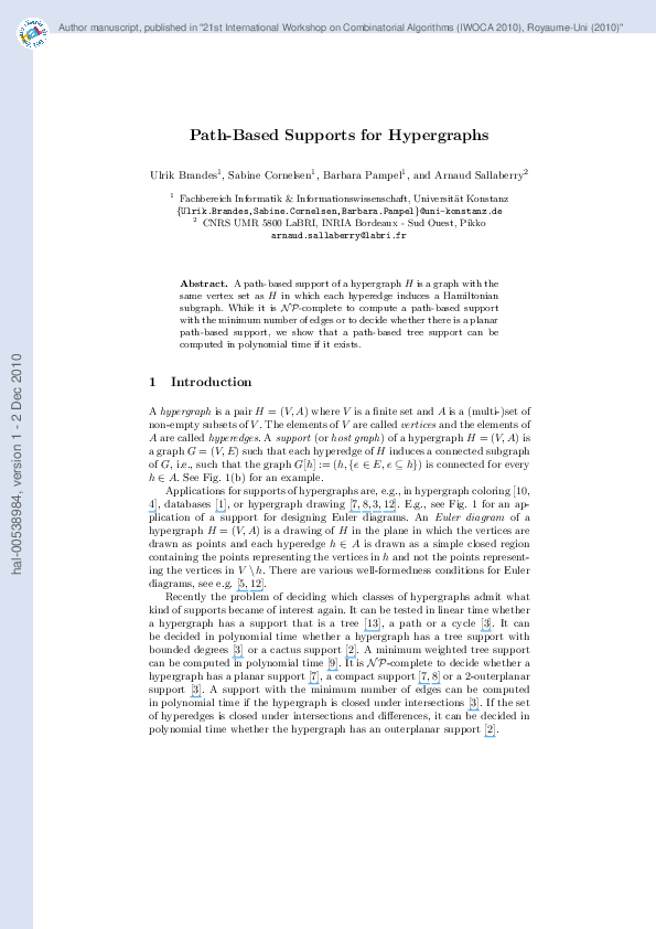 (PDF) Path-Based Supports for Hypergraphs