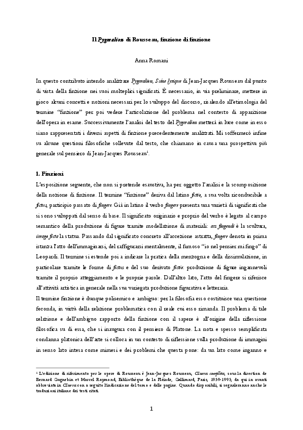 (PDF) Il Pygmalion di J.-J. Rousseau, finzione di finzione, in Il ...