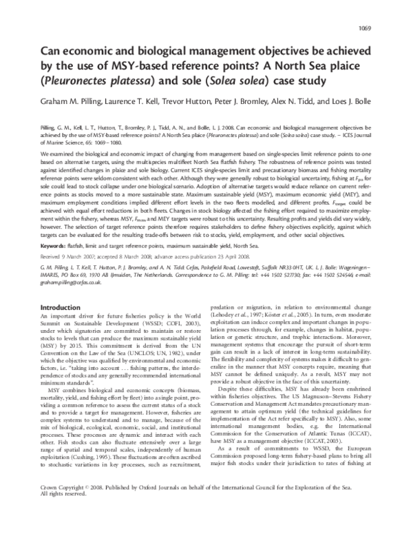 (PDF) Relevance for Economic and Biological Management Objectives of MSY-based Reference Points ...