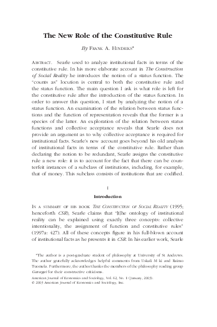 (PDF) The New Role of the Constitutive Rule