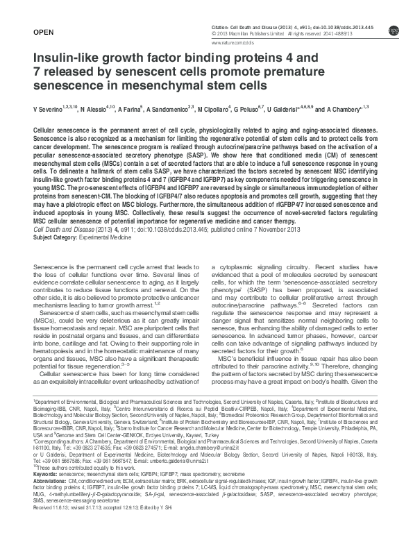 (PDF) SASP Factors IGFBP4 and IGFBP7 Induce Senescence (PDF) SASP Factors IGFBP4 and IGFBP7 Induce Senescence