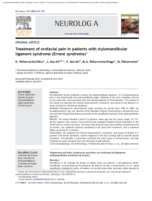 (PDF) Treatment of orofacial pain in patients with stylomandibular ...