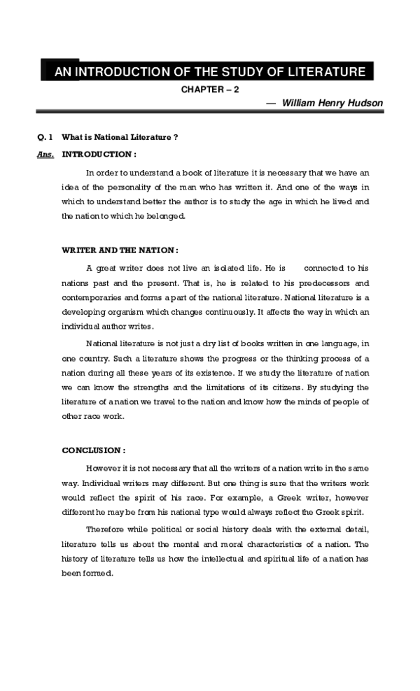 (PDF) An Introduction to the study of Literature (Chapter - 2)