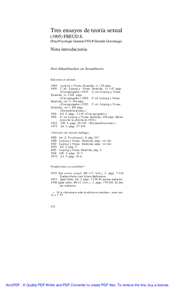 (PDF) Tres ensayos de teoría sexual