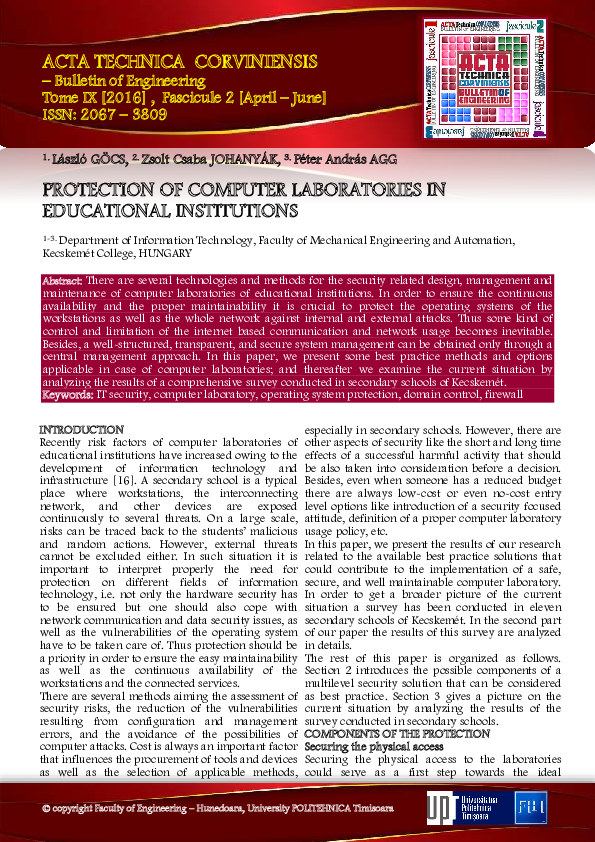 (PDF) PROTECTION OF COMPUTER LABORATORIES IN EDUCATIONAL INSTITUTIONS