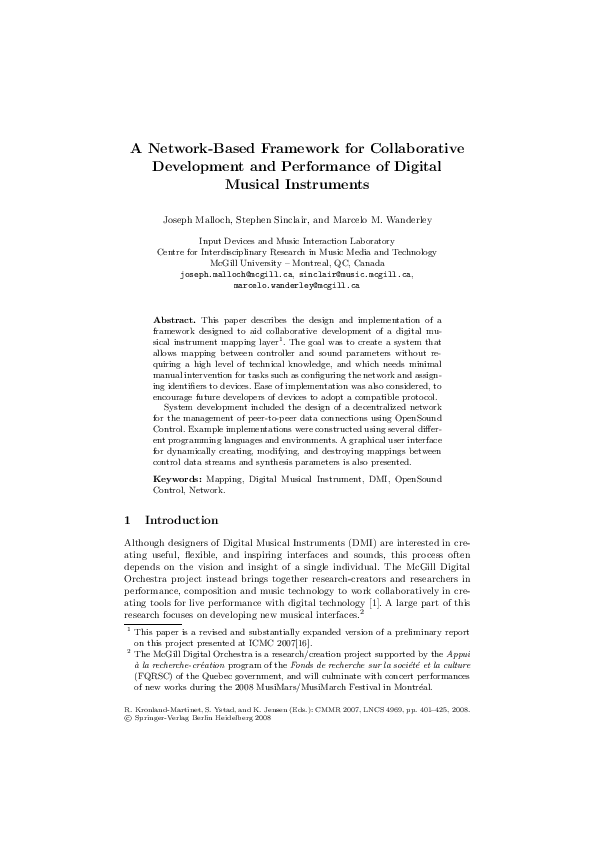 (PDF) A Network-Based Framework for Collaborative Development and Performance of Digital Musical ...