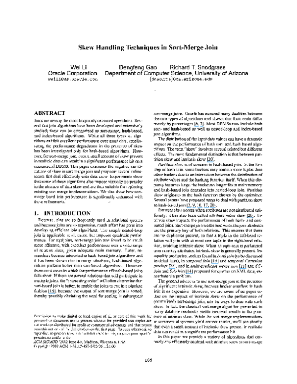 (PDF) Skew Handling Techniques in Sort-Merge Join