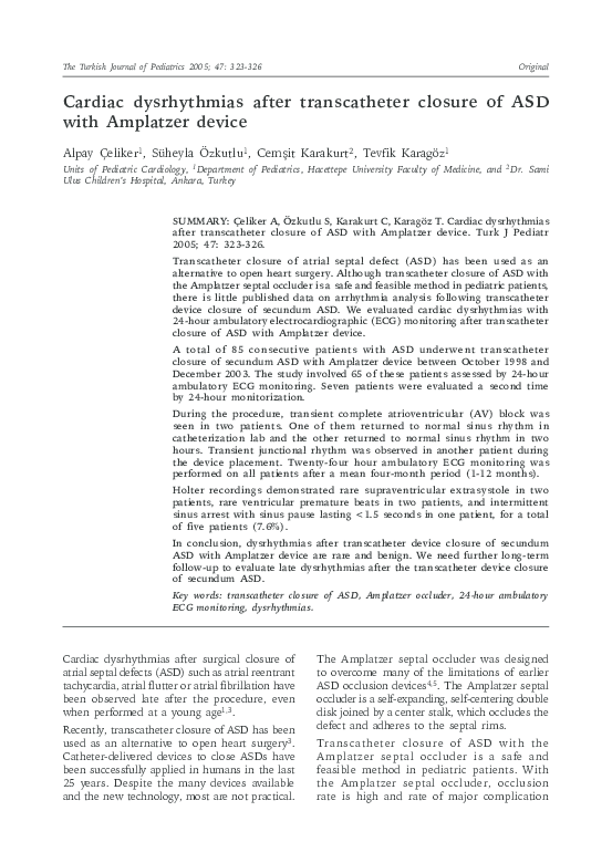 (PDF) Cardiac dysrhythmias after transcatheter closure of ASD with ...