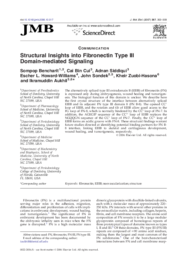 Pdf Structural Insights Into Fibronectin Type Iii Domain Mediated Signaling
