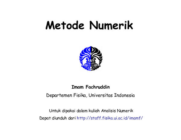 (PDF) Metode Numerik
