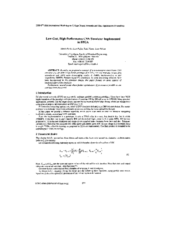 Pdf Low Cost High Performance Cnn Simulator Implemented In Fpga