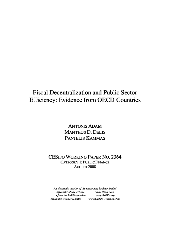 (PDF) Fiscal decentralization and public sector efficiency: evidence ...