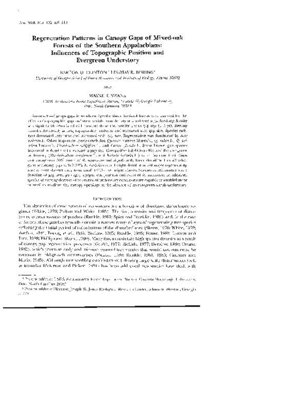 (PDF) Regeneration Patterns in Canopy Gaps of Mixed-Oak Forests of the Southern Appalachians ...