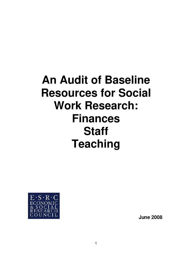 (PDF) Audit of research capacity of social work educators