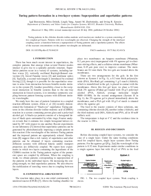 Pdf Turing Pattern Formation In A Two Layer System Superposition And Superlattice Patterns
