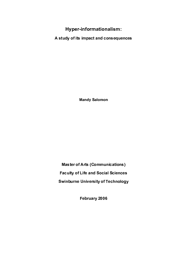 (PDF) Hyper-informationalism: A study of its impact and consequences (2006)
