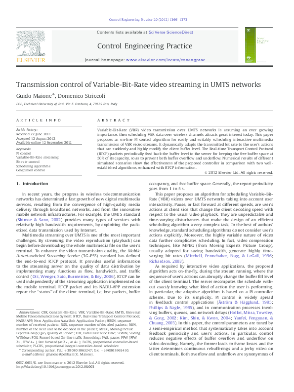 (PDF) Transmission control of Variable-Bit-Rate video streaming in UMTS networks