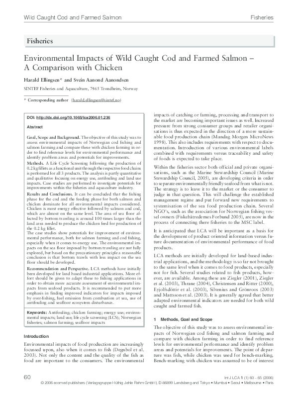 (PDF) Environmental Impacts of Wild Caught Cod and Farmed Salmon - A ...