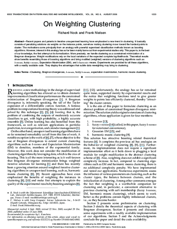 (PDF) On weighting clustering