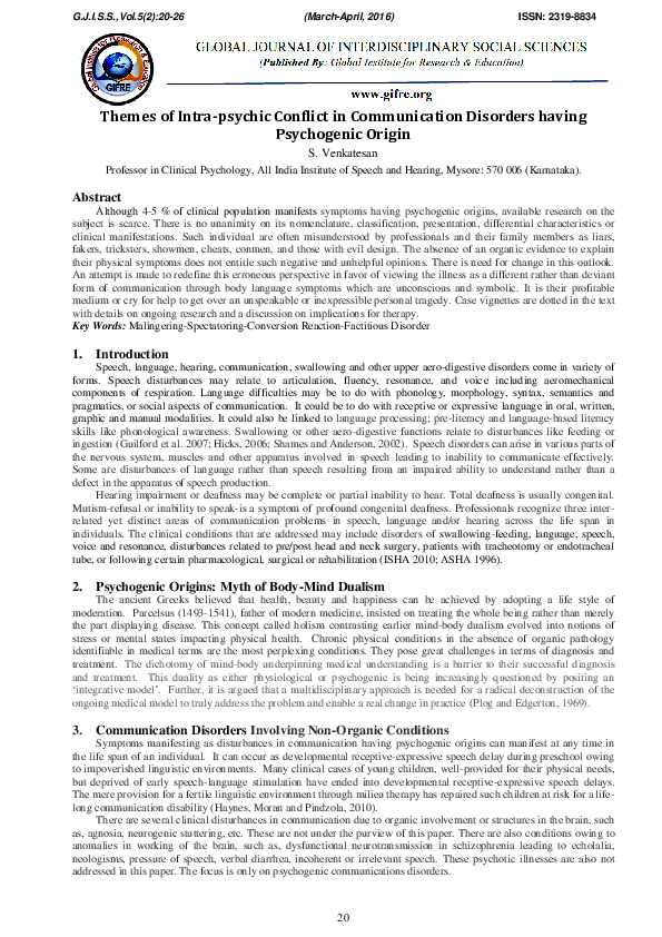 (PDF) Themes of Intra-psychic Conflict in Communication Disorders ...