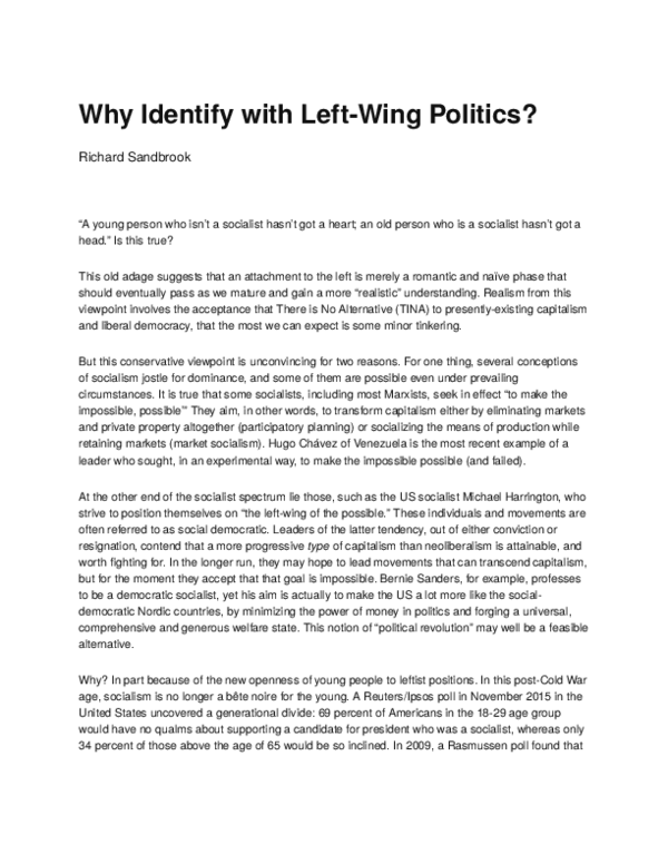 (DOC) Why Identify with Left-Wing Politics?