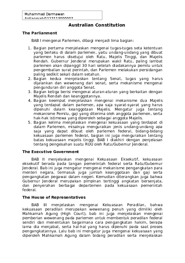 (DOC) Australian Constitution