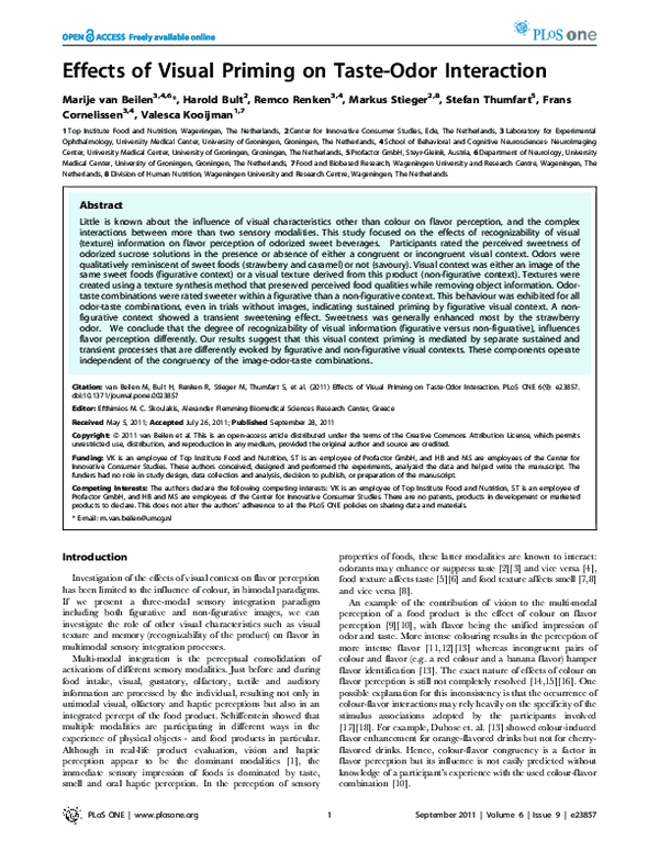 (PDF) Effects of Visual Priming on Taste-Odor Interaction