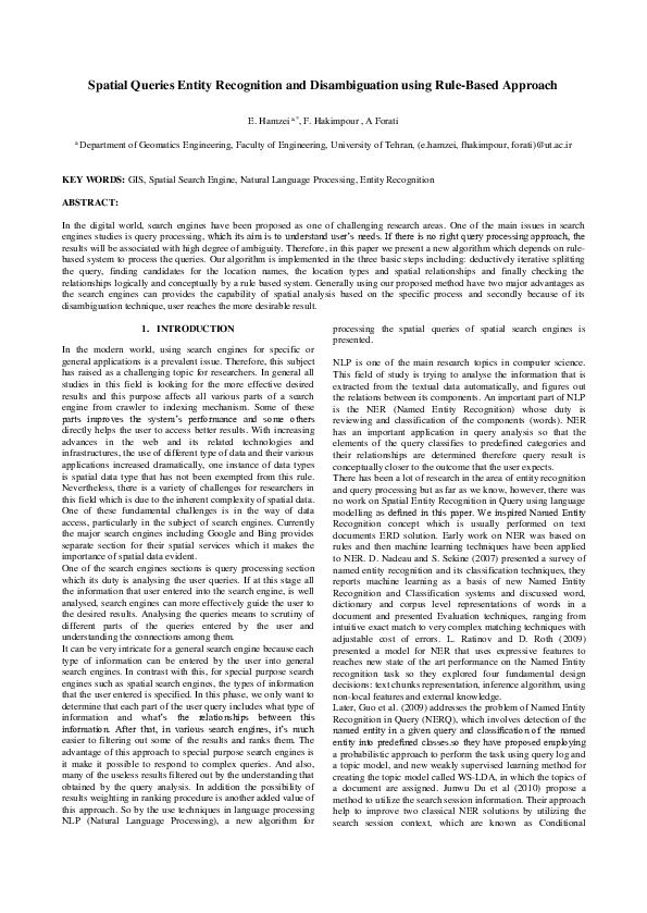 (PDF) Rule-Based Spatial Query Disambiguation