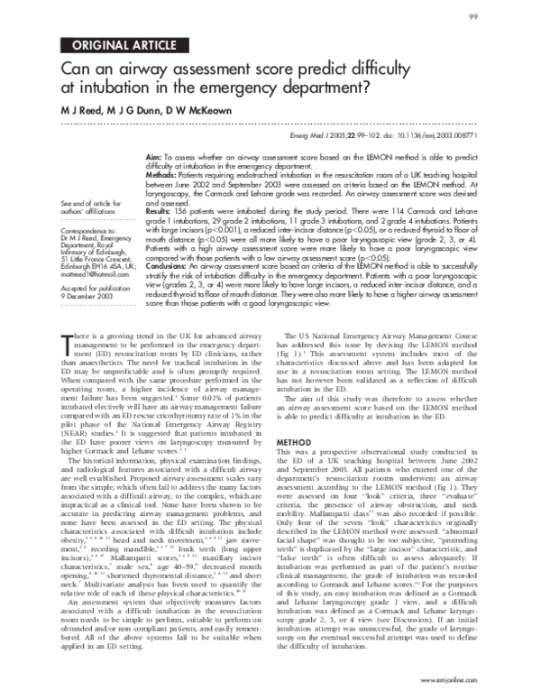 (PDF) Can an airway assessment score predict difficulty at intubation ...